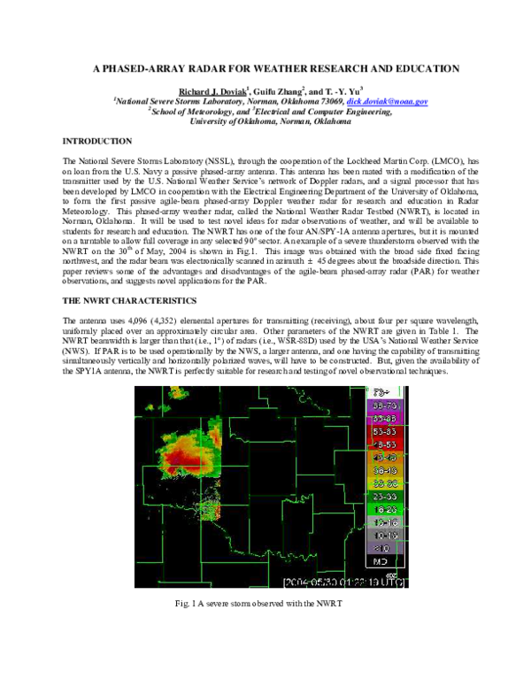 (PDF) A Phased-Array Radar for Weather Research and Education
