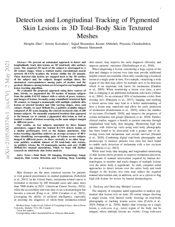 (PDF) Detection and Longitudinal Tracking of Pigmented Skin Lesions in ...