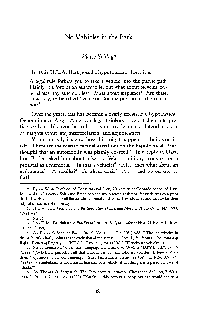 (PDF) No Vehicles in the Park