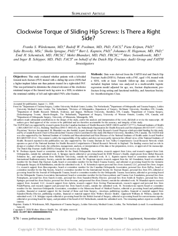(PDF) Clockwise Torque of Sliding Hip Screws: Is There a Right Side?
