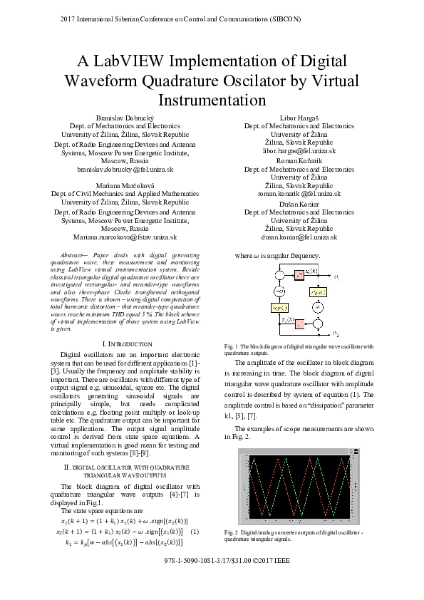 (PDF) A LabVIEW implementation of digital waveform quadrature oscilator ...