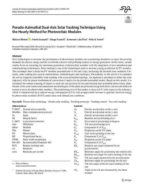 (PDF) Pseudo-Azimuthal Dual-Axis Solar Tracking Technique Using the Hourly Method for ...