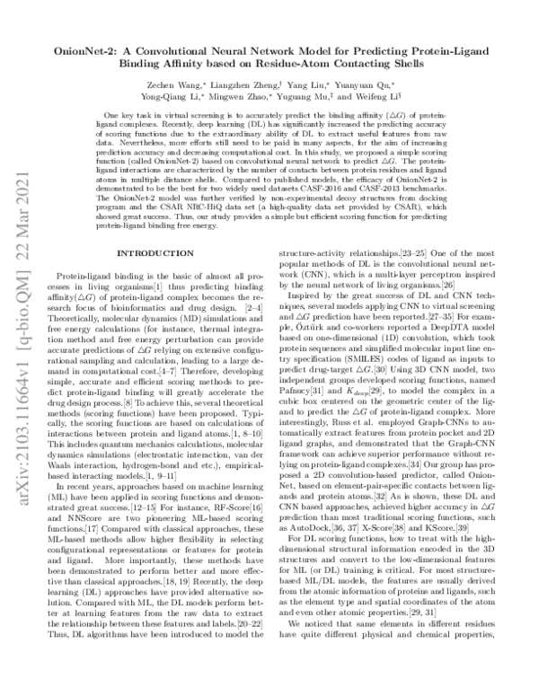 (PDF) OnionNet-2: A Convolutional Neural Network Model for Predicting Protein-Ligand Binding ...