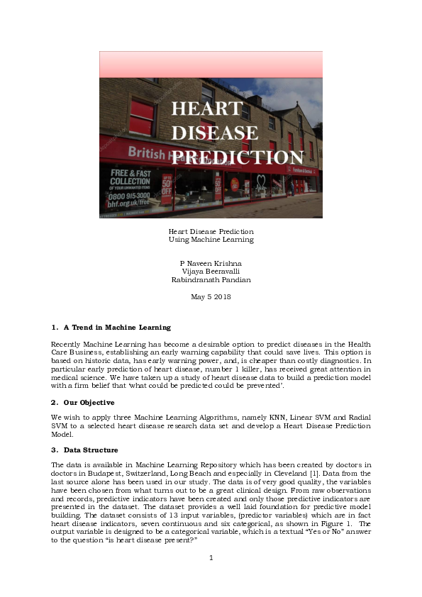 (PDF) Heart Disease Prediction Using Machine Learning