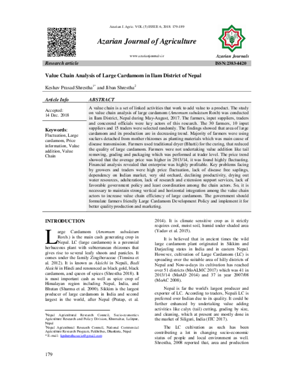 (PDF) Value Chain Analysis of Large Cardamom in Ilam District of Nepal