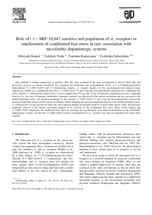 (PDF) Role of (+)-SKF-10,047-sensitive sub-population of σ1 receptors ...