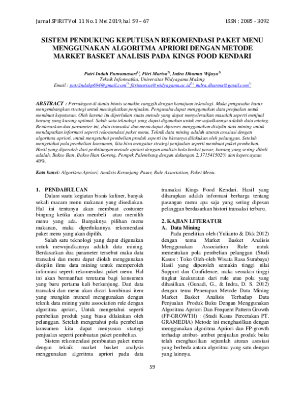 (PDF) Sistem Pendukung Keputusan Rekomendasi Paket Menu Menggunakan ...