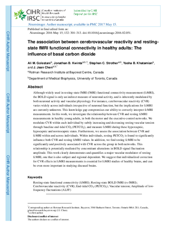 (PDF) The association between cerebrovascular reactivity and resting ...