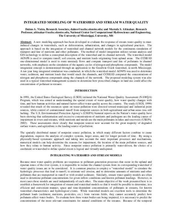 (PDF) Integrated Modeling of Watershed and Stream Water Quality (PDF) Integrated Modeling of Watershed and Stream Water Quality