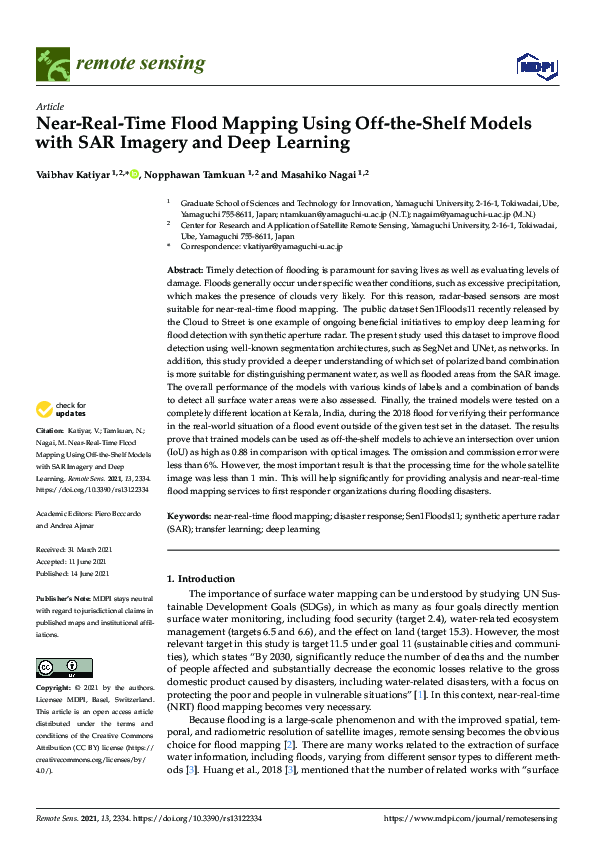 (PDF) Near-Real-Time Flood Mapping Using Off-the-Shelf Models with SAR ...