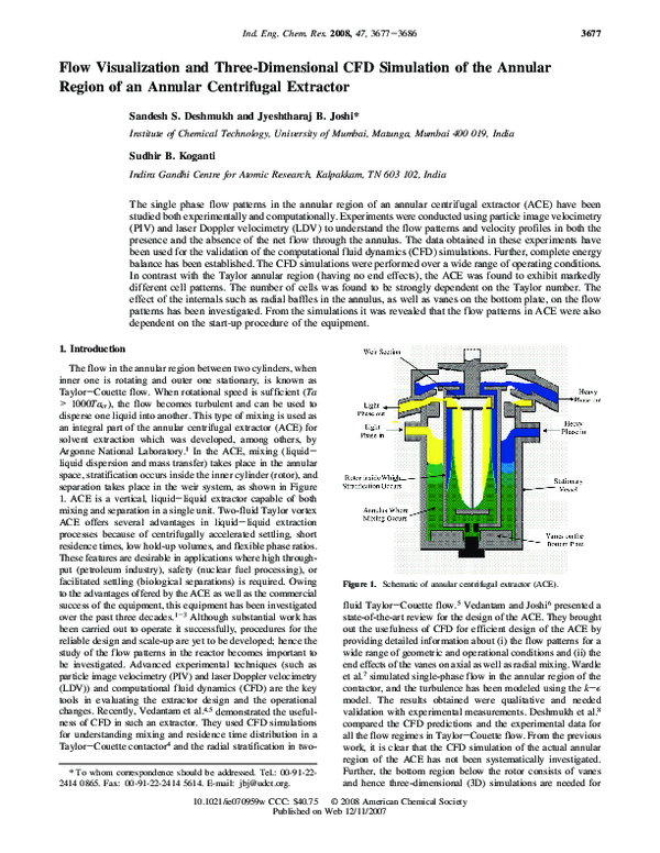 Pdf Flow Visualization And Three Dimensional Cfd Simulation Of The Annular Region Of An