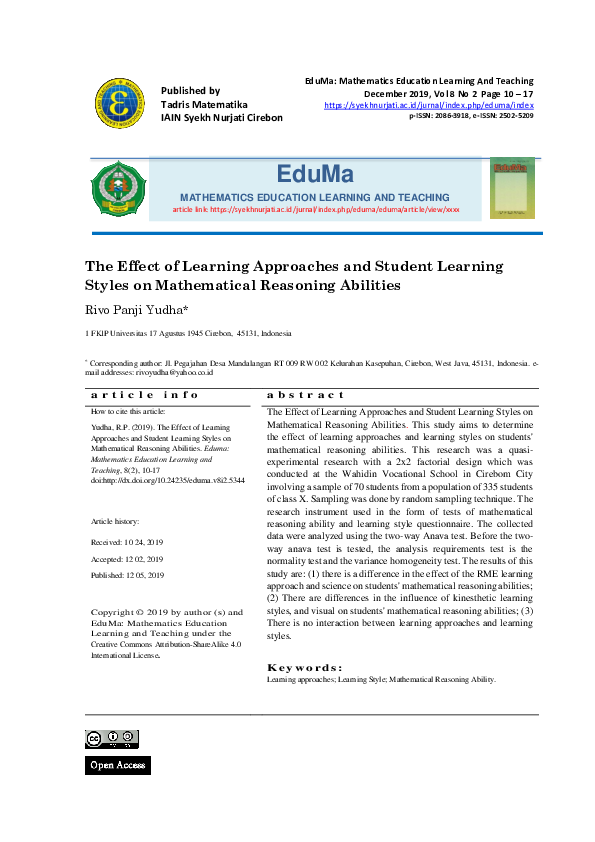 (PDF) The Effect of Learning Approaches and Student Learning Styles on ...