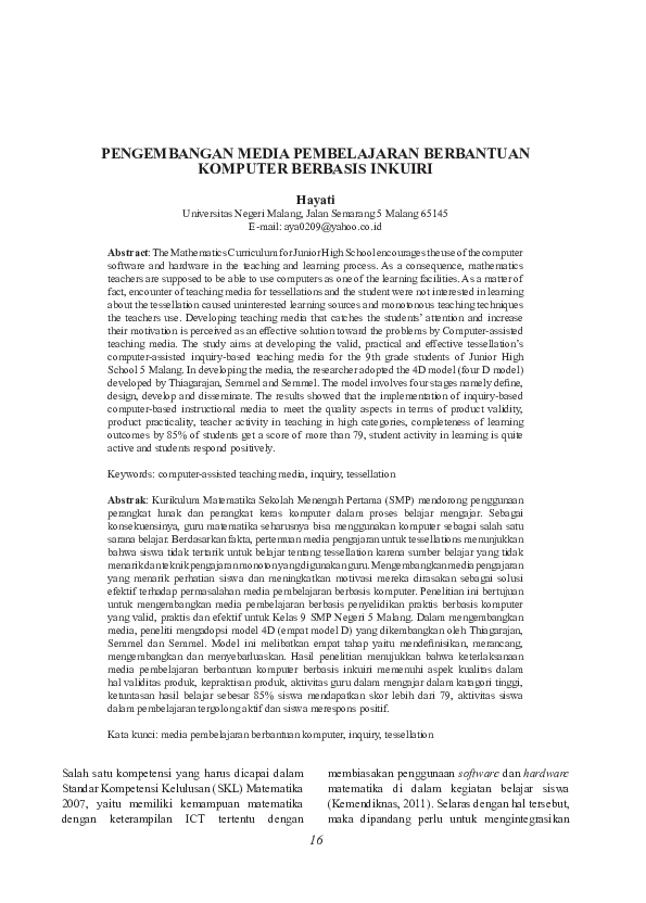(PDF) Pengembangan Media Pembelajaran Berbantuan Komputer Pada Materi Geometri Ruang Berbasis ...