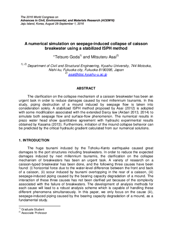 (PDF) Seepage-Induced Collapse in Caisson Breakwater