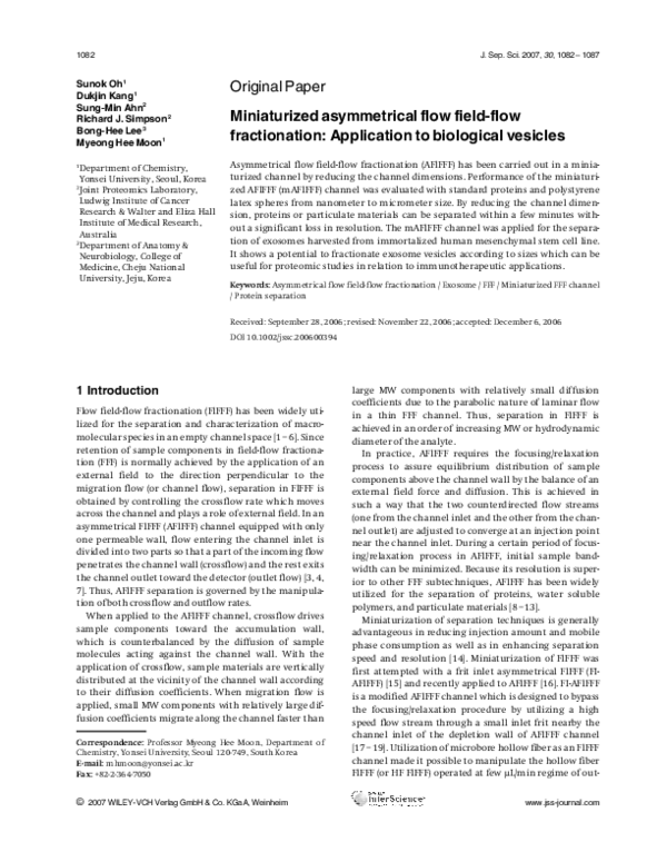 (PDF) Miniaturized asymmetrical flow field‐flow fractionation ...