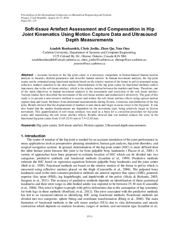 Pdf Soft Tissue Artefact Assessment And Compensation In Hip Joint Kinematics Using Motion