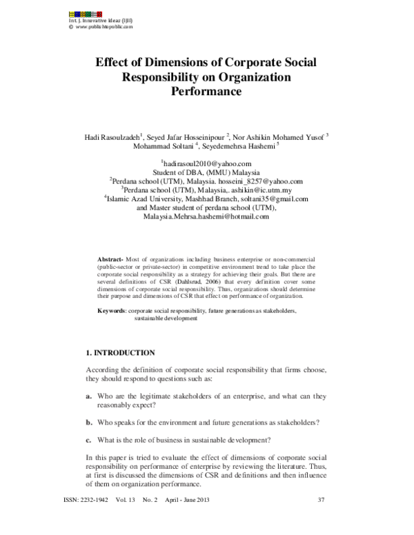 (PDF) Effects of dimensions of corporate social responsibility on ...
