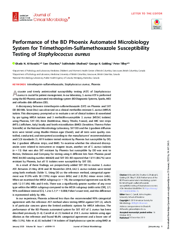 (PDF) Performance of the BD Phoenix Automated Microbiology System for ...