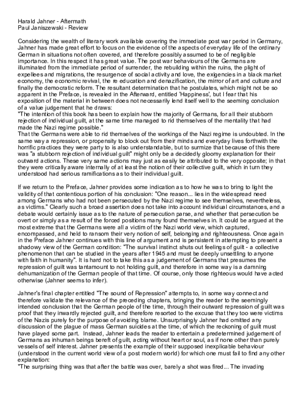 (PDF) Harald Jahner - Aftermath / Paul Janiszewski - Review