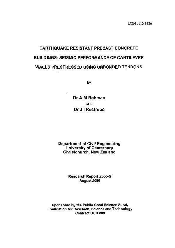 (PDF) Earthquake resistant precast concrete buildings : seismic ...