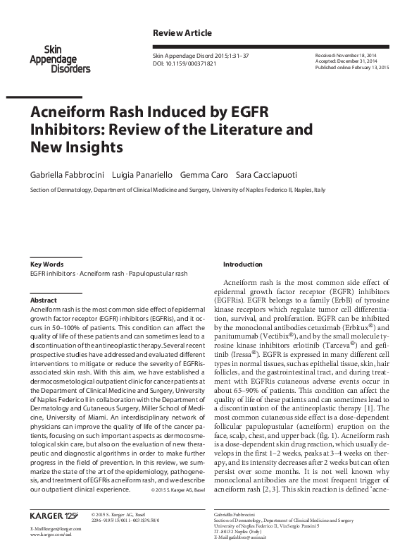 (PDF) Acneiform Rash Induced by EGFR Inhibitors: Review of the ...