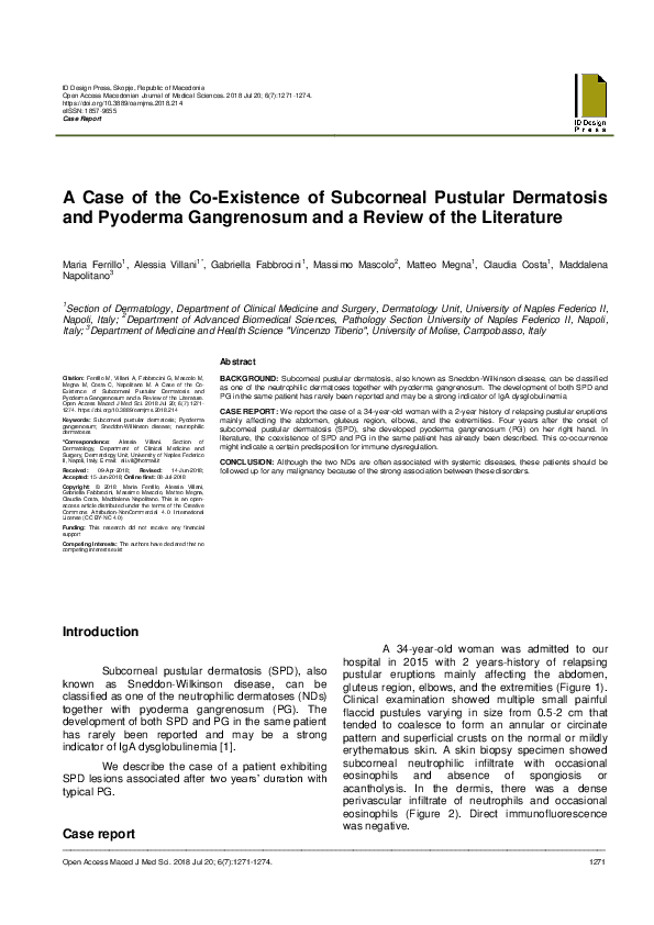 (PDF) A Case of the Co-Existence of Subcorneal Pustular Dermatosis and ...