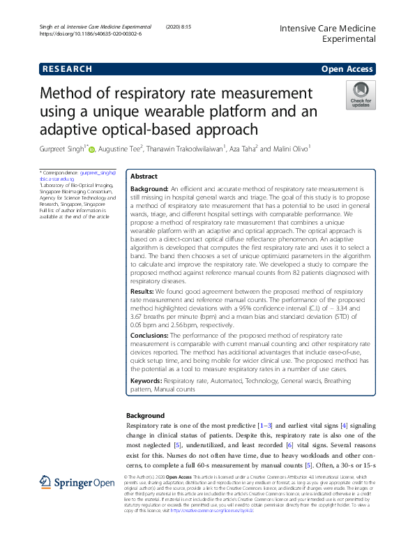 (PDF) Method of respiratory rate measurement using a unique wearable ...