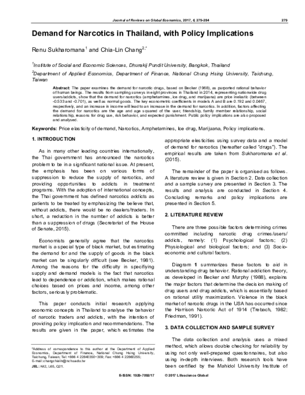 (PDF) Demand for Narcotics in Thailand, with Policy Implications
