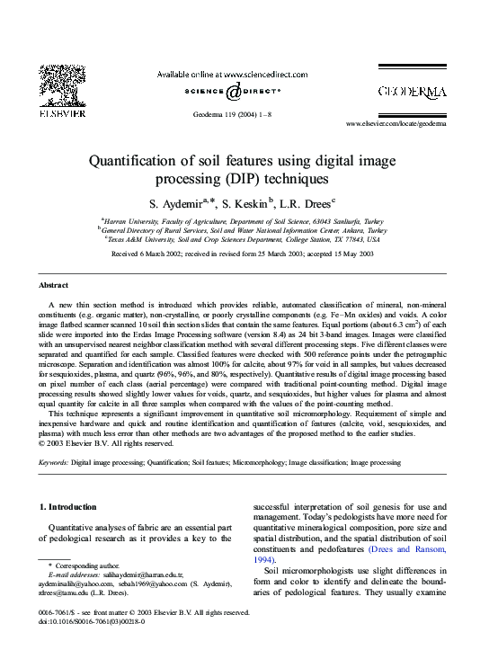 (PDF) Quantification of soil features using digital image processing ...
