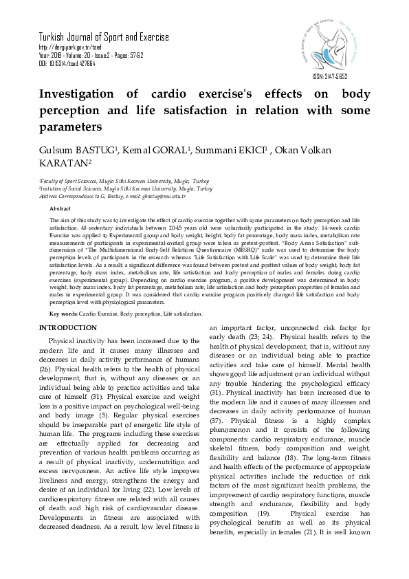 (PDF) Investigation of Cardio Exercise's Effects on Body Perception and ...