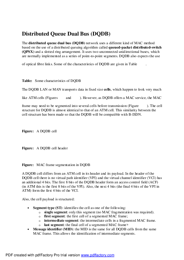 (PDF) Distributed Queue Dual Bus (DQDB)