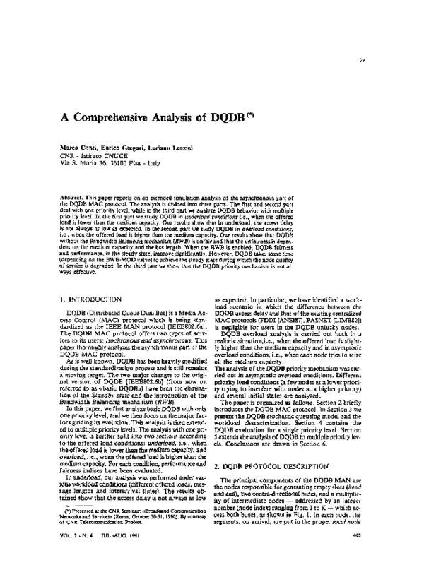 (PDF) A comprehensive analysis of DQDB