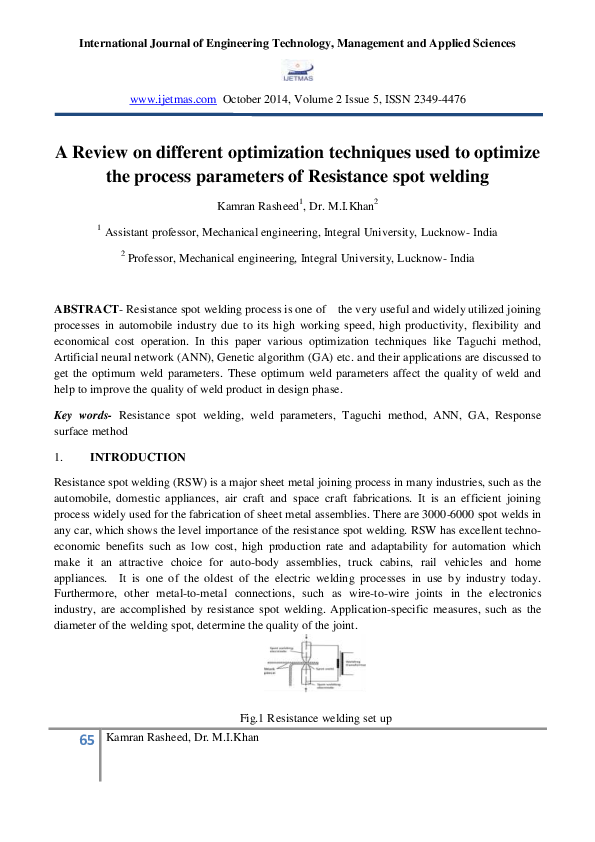 (PDF) A Review on different optimization techniques used to optimize the process parameters of ...