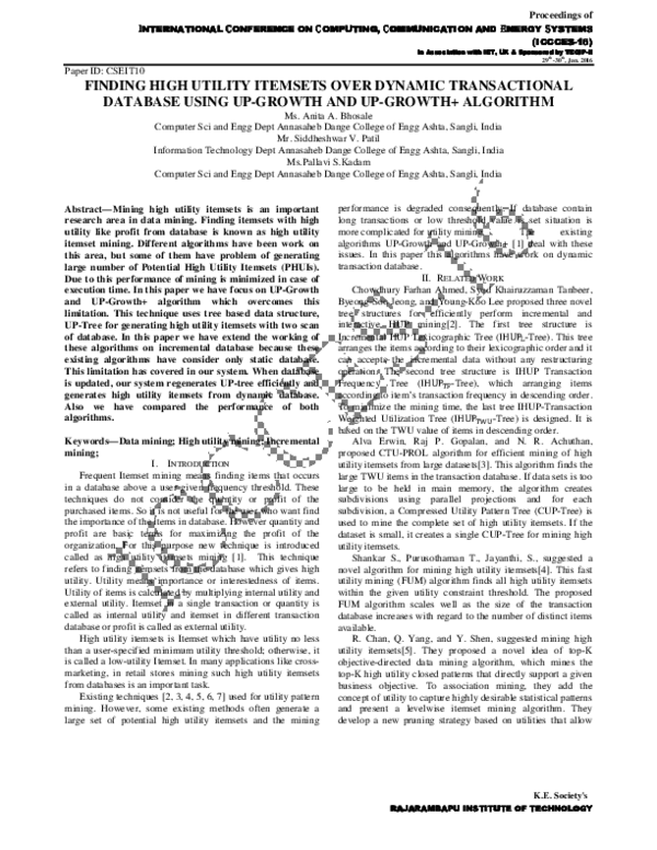 (PDF) Finding High Utility Itemsets Over Dynamic Transactional Database Using Up-Growth And Up ...