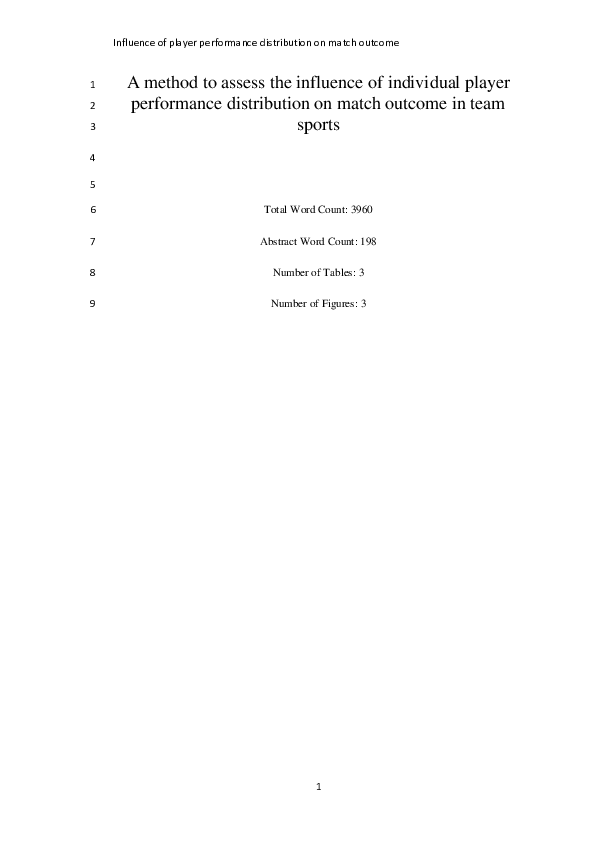 (PDF) A method to assess the influence of individual player performance ...