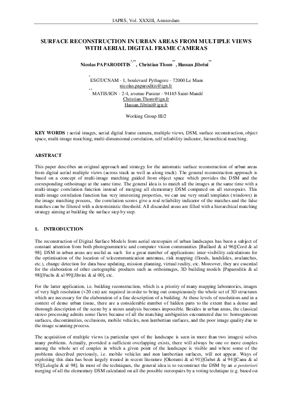 Surface Reconstruction in Urban Areas from Multiple Views with Aerial ...