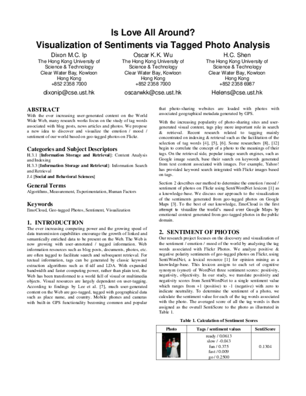 (PDF) Is Love All Around? Visualization of Semtiments via Tagged Photo ...
