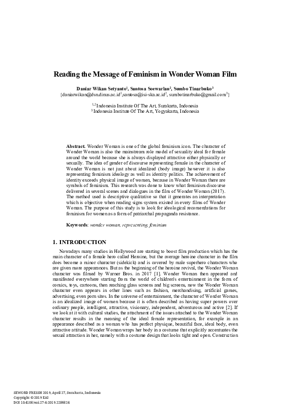 (PDF) Reading the Message of Feminism in Wonder Woman Film