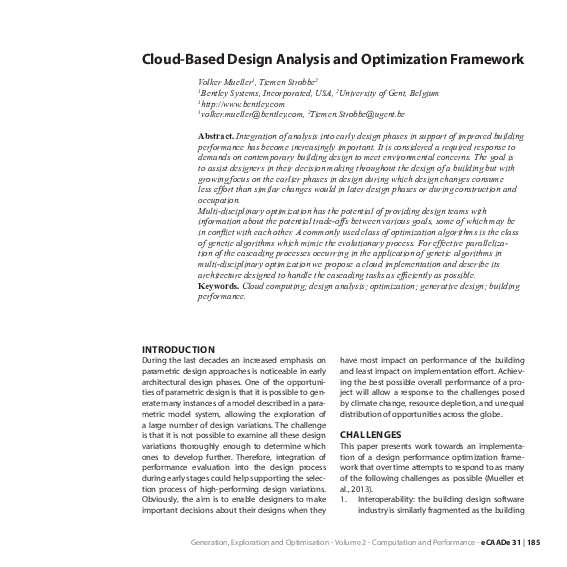 Pdf Cloud Based Design Analysis And Optimization Framework