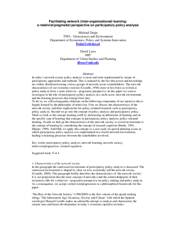 (PDF) Facilitating network (inter-organizational) learning: a ...