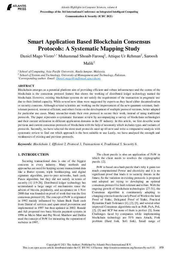 Pdf Smart Application Based Blockchain Consensus Protocols A