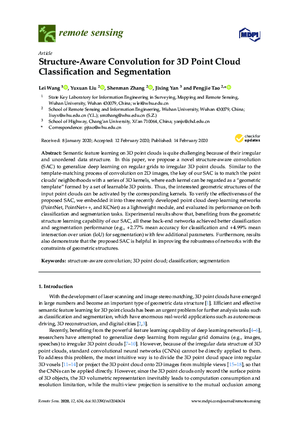 (PDF) Structure-Aware Convolution for 3D Point Cloud Classification and ...