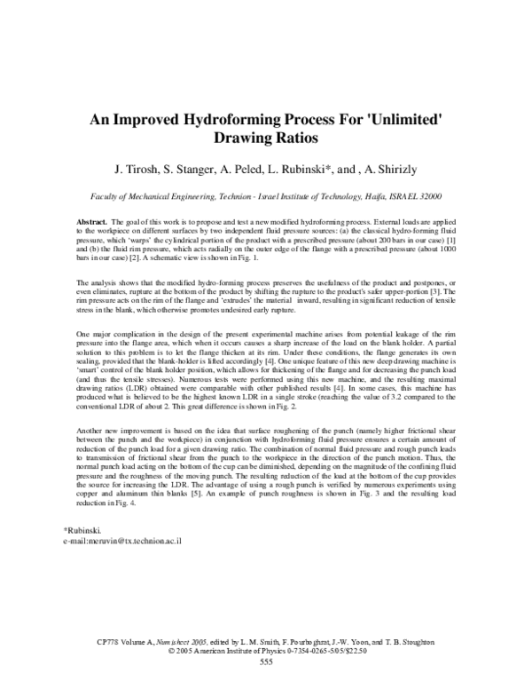 (PDF) An Improved Hydroforming Process For ‘Unlimited’ Drawing Ratios ...