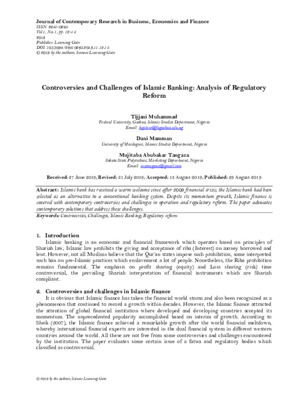 (PDF) Controversies and Challenges of Islamic Banking: Analysis of ...