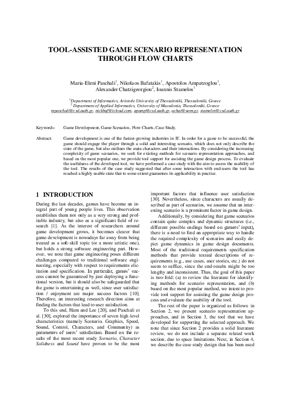 (PDF) Tool-assisted Game Scenario Representation Through Flow Charts ...