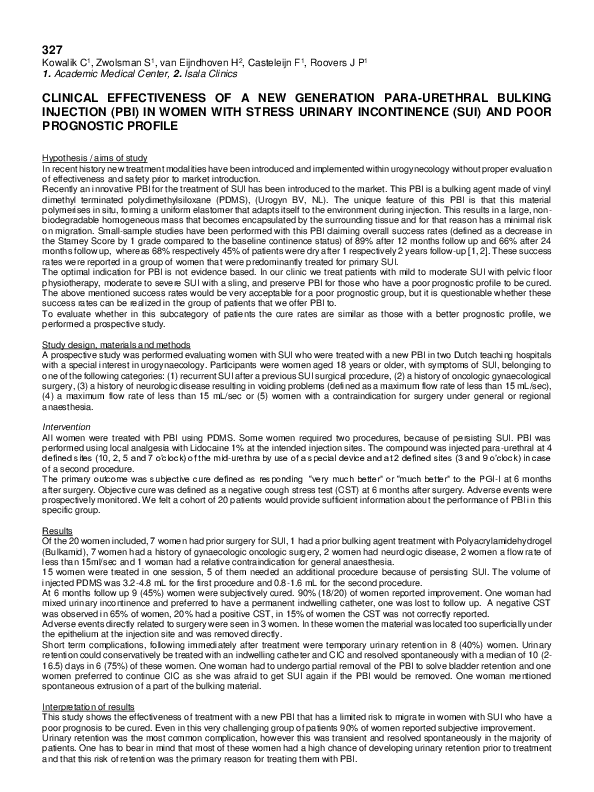 (PDF) Clinical Effectiveness of a new generation para-urethral bulking ...