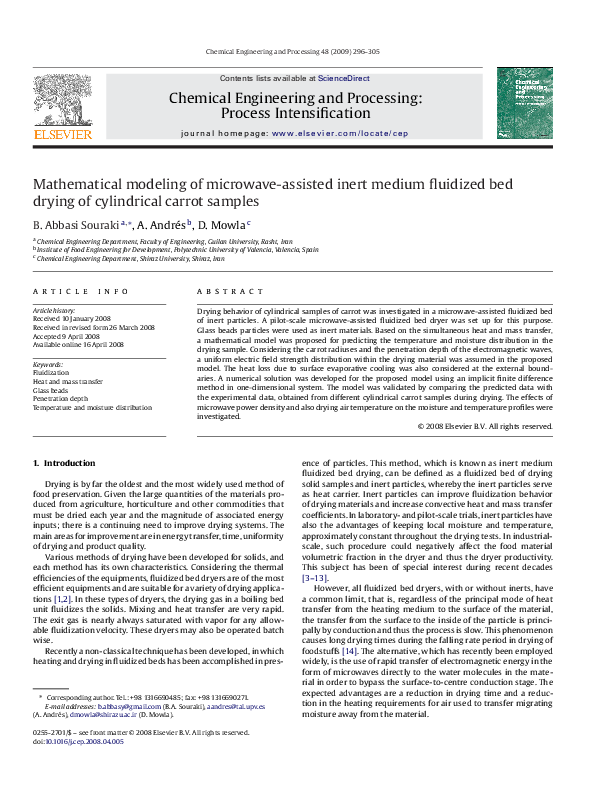 (PDF) Mathematical modeling of microwave-assisted inert medium fluidized bed drying of ...