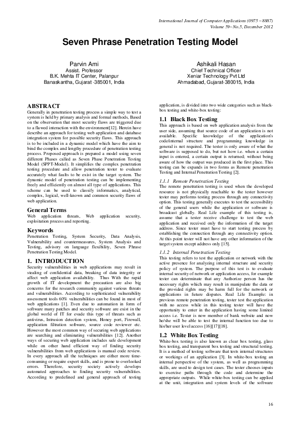 (PDF) Seven Phrase Penetration Testing Model