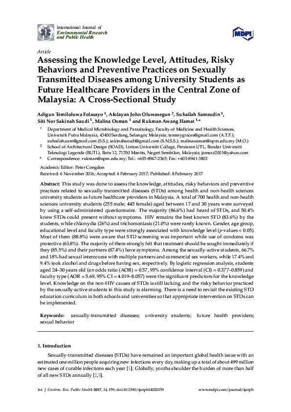 (PDF) Assessing the Knowledge Level, Attitudes, Risky Behaviors and Preventive Practices on ...