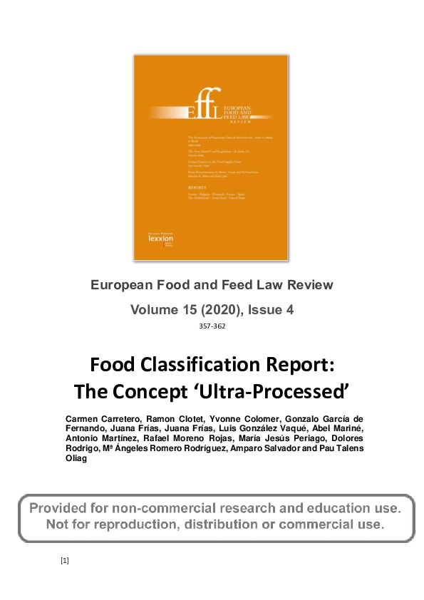 (PDF) Food Classification Report: The Concept ‘Ultra-Processed’